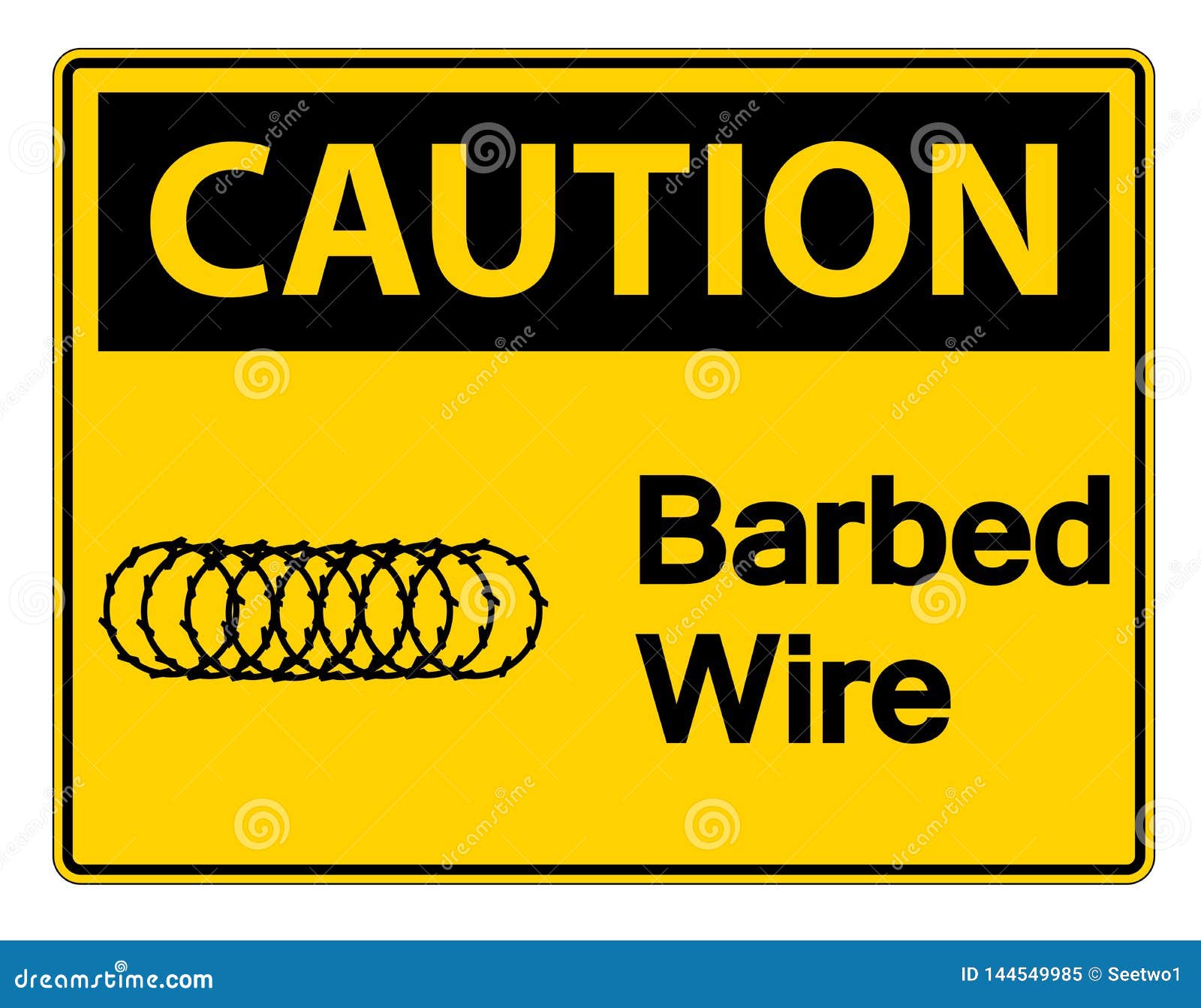 Symbol Caution Barbed Wire Symbol Sign on White Background,Vector ...
