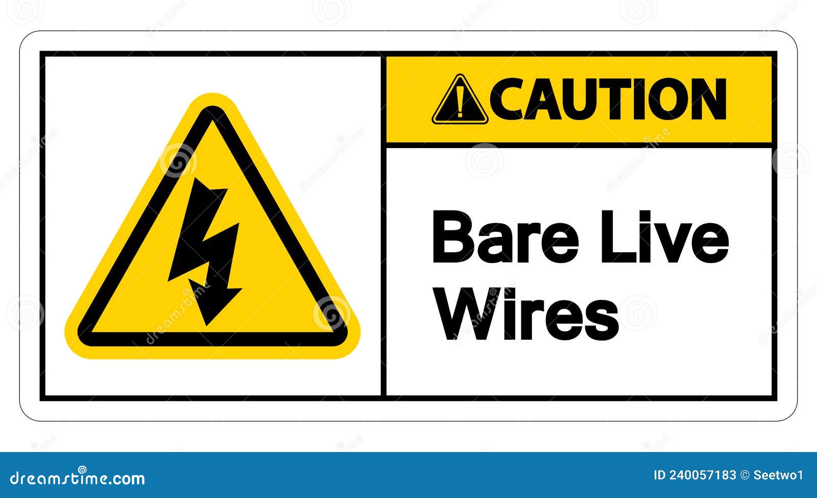 Caution Bare Live Wires Sign on White Background Stock Vector ...