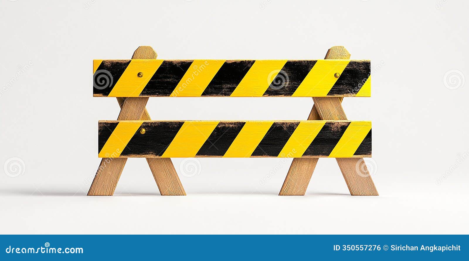 Caution Barrier with Black and Yellow Stripes on a White Background for ...