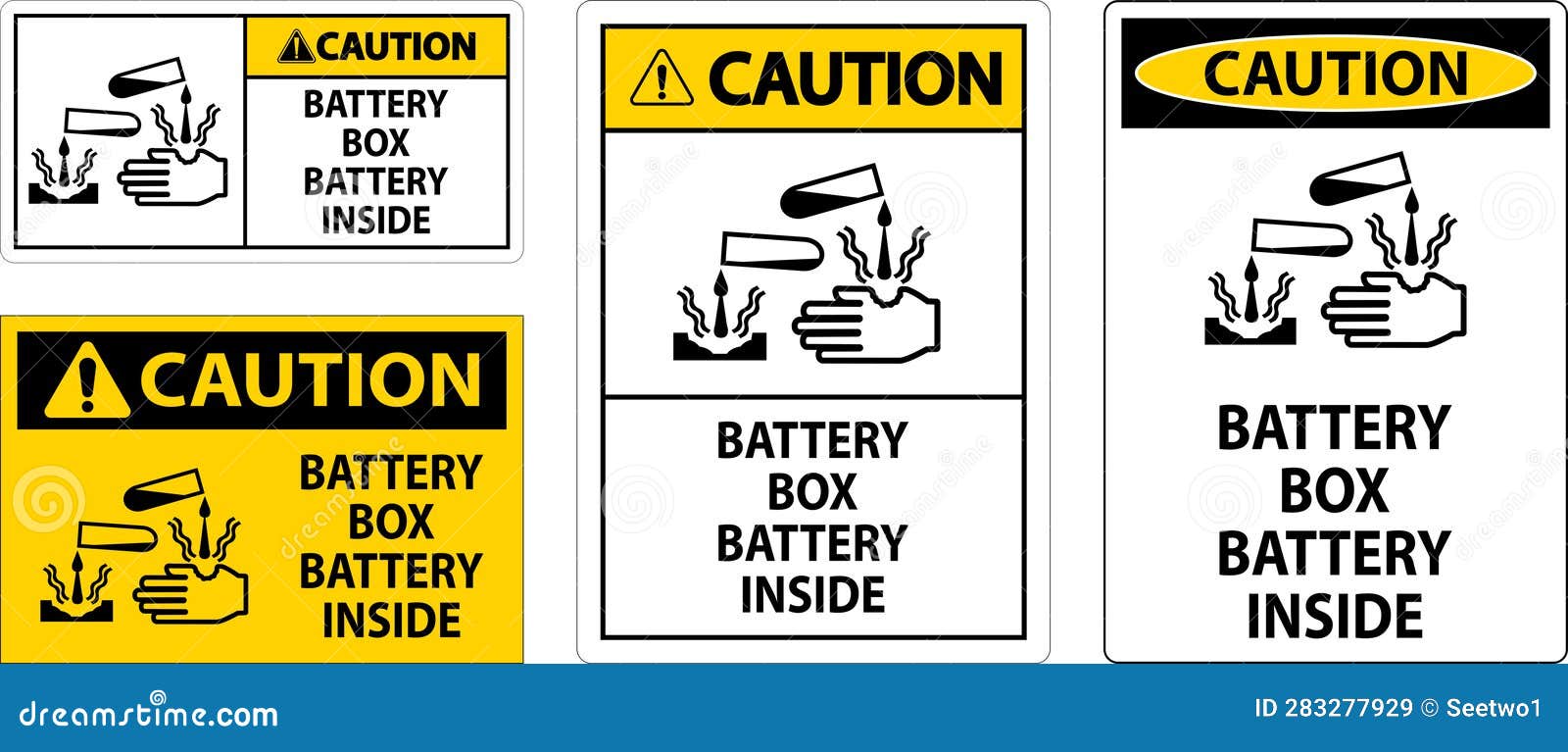 Caution Battery Box Battery Inside Sign with Symbol Stock Vector ...
