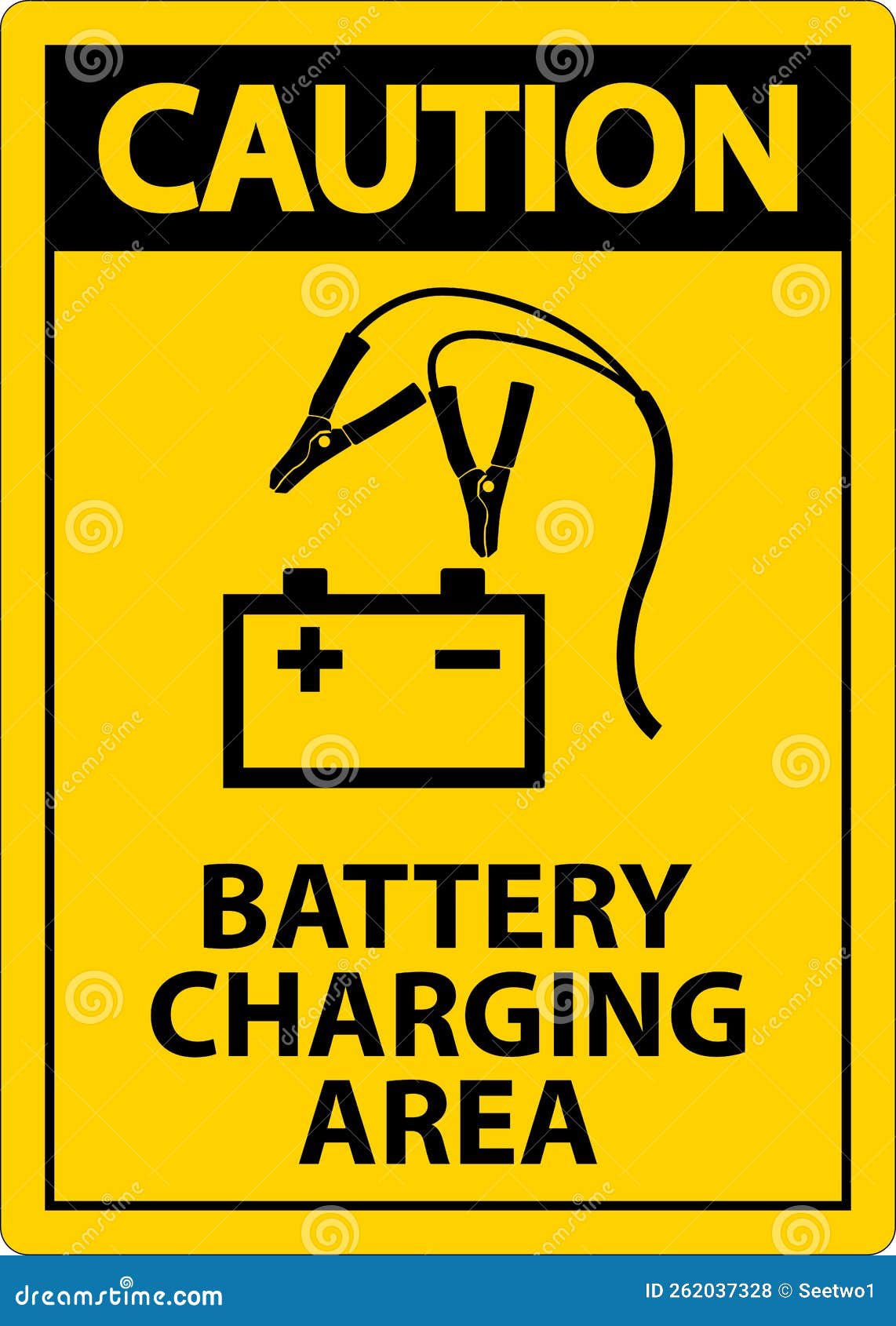 Caution Battery Charging Area Sign on White Background Stock Vector ...