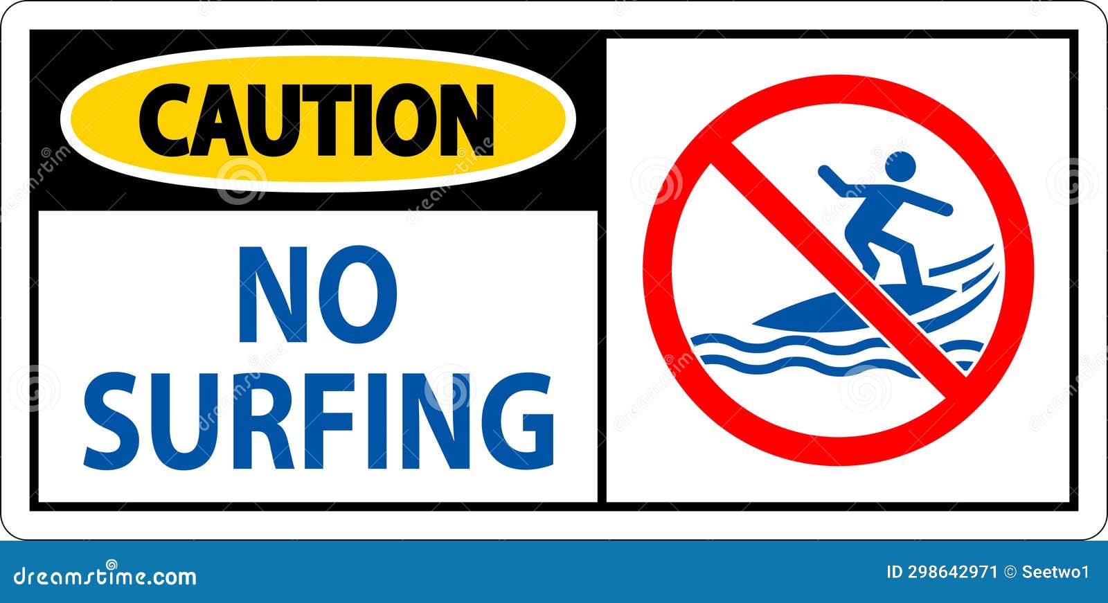 Caution Beach Safety Sign No Surfing Cartoon Vector | CartoonDealer.com ...