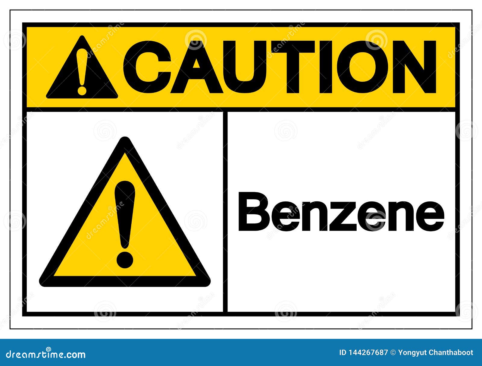 Caution Benzene GHS Sign On White Background Vector Illustration ...