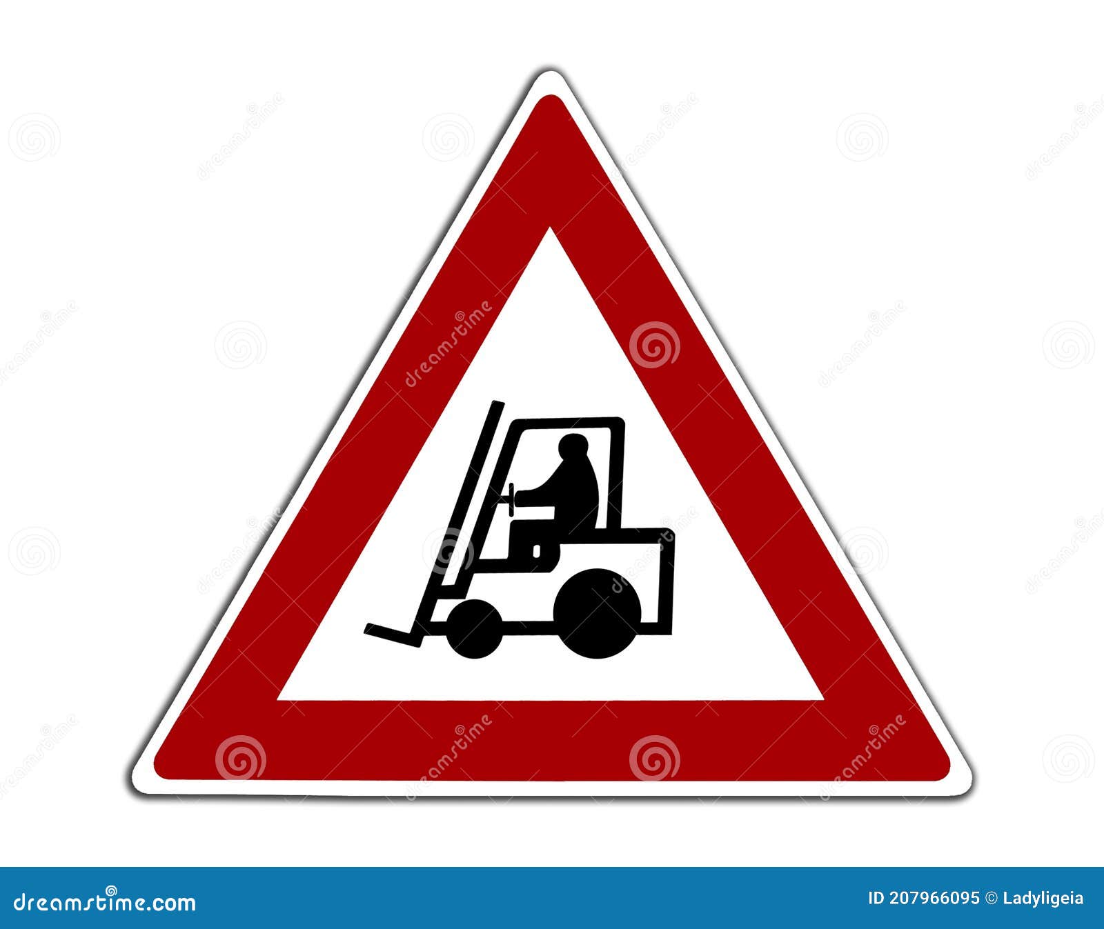 Caution Beware Forklift Trucks Operating Triangular Sign Stock ...