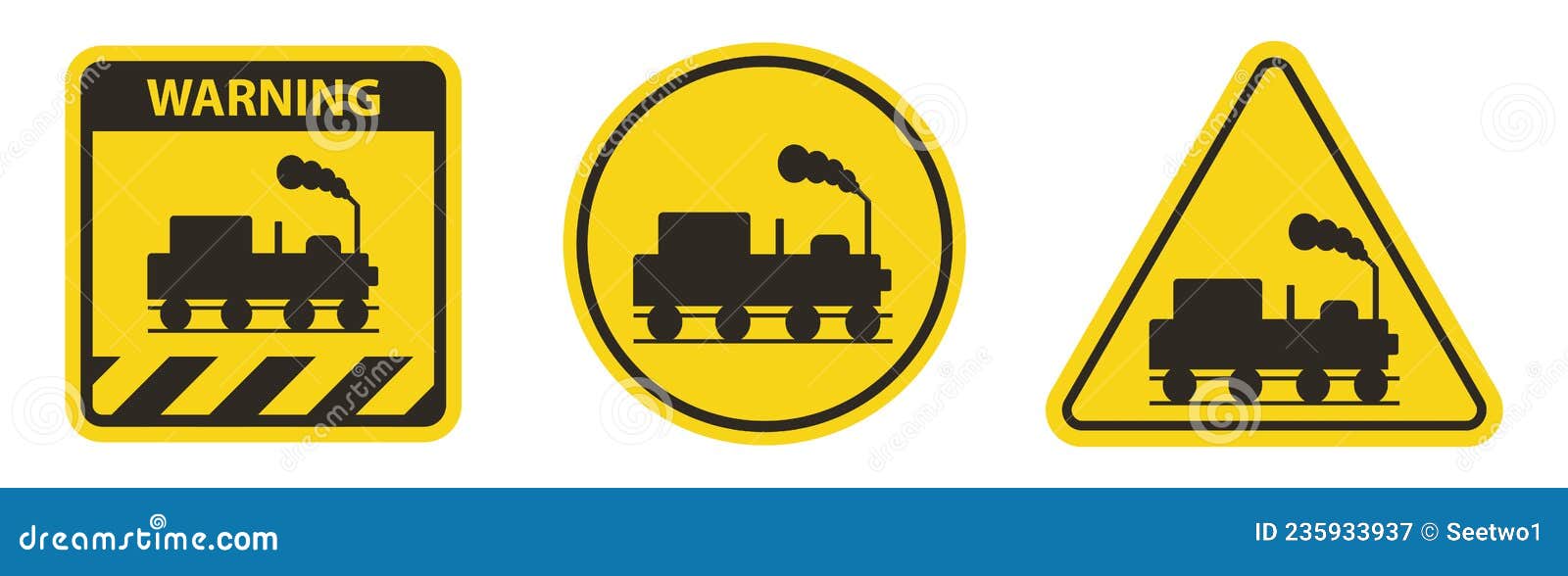 Caution Beware of Trains Symbol Sign Isolate on White Background Stock ...