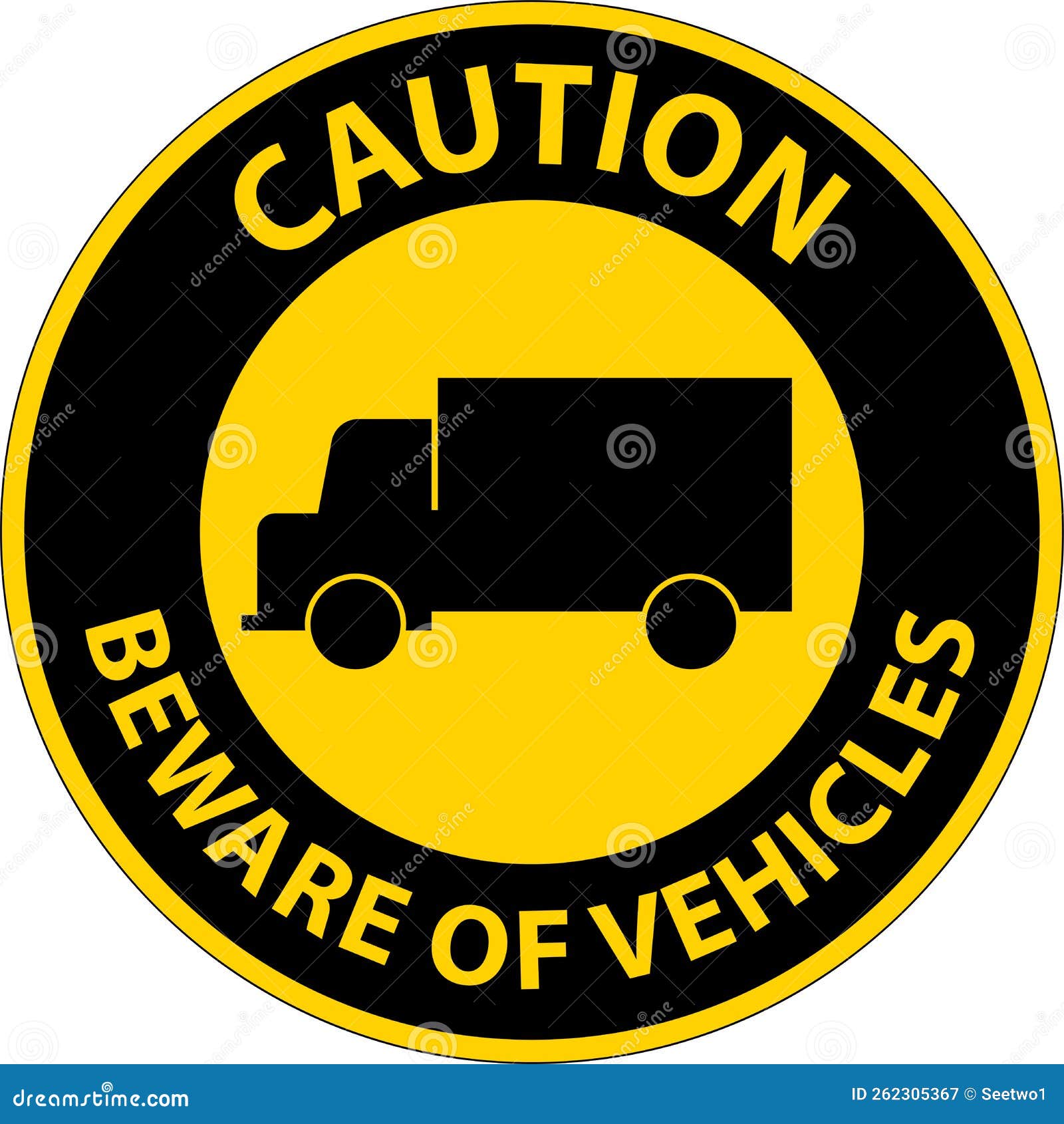 Caution Beware of Vehicles Sign on White Background Stock Vector ...