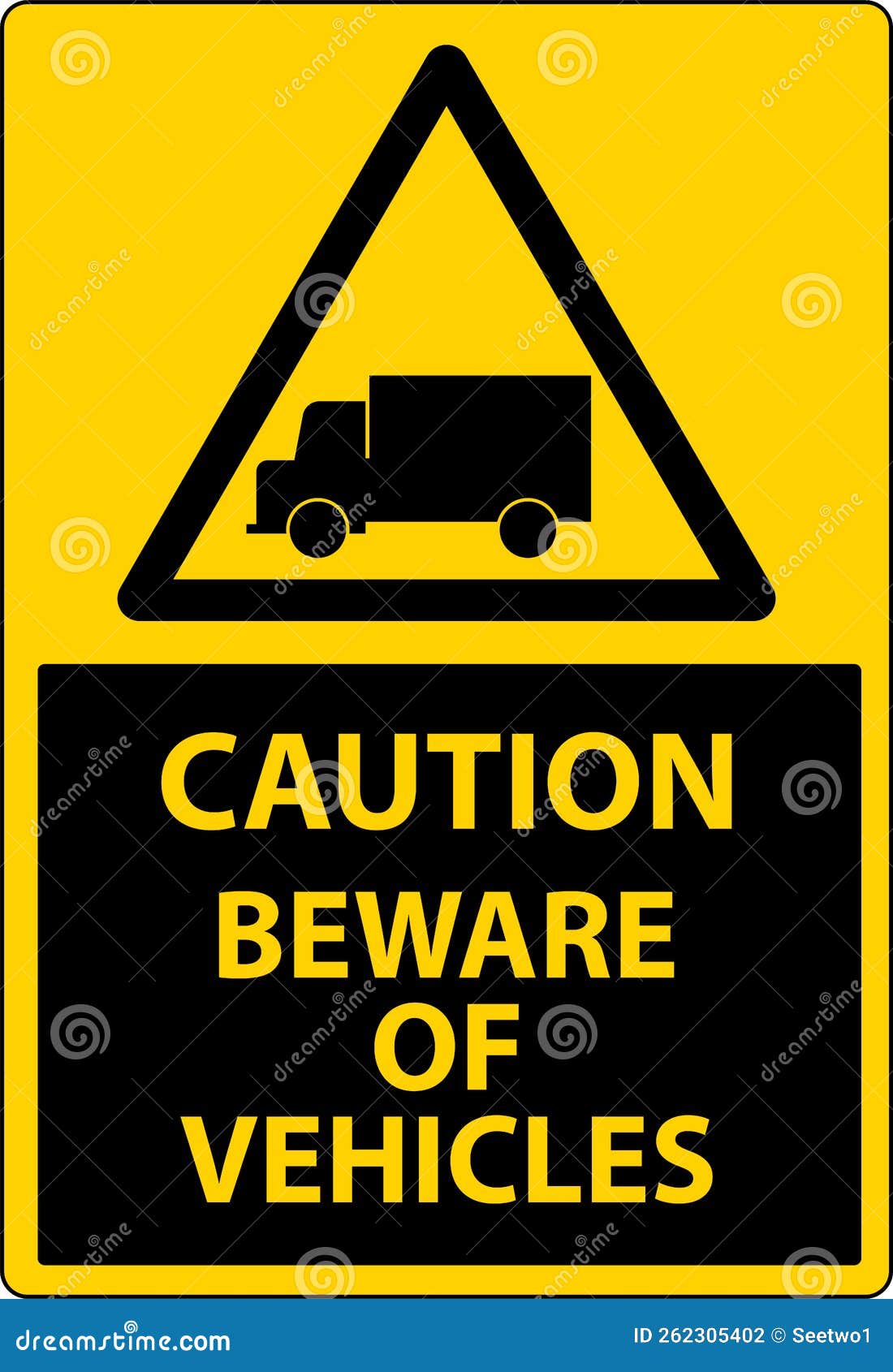 Caution Beware of Vehicles Sign on White Background Stock Vector ...