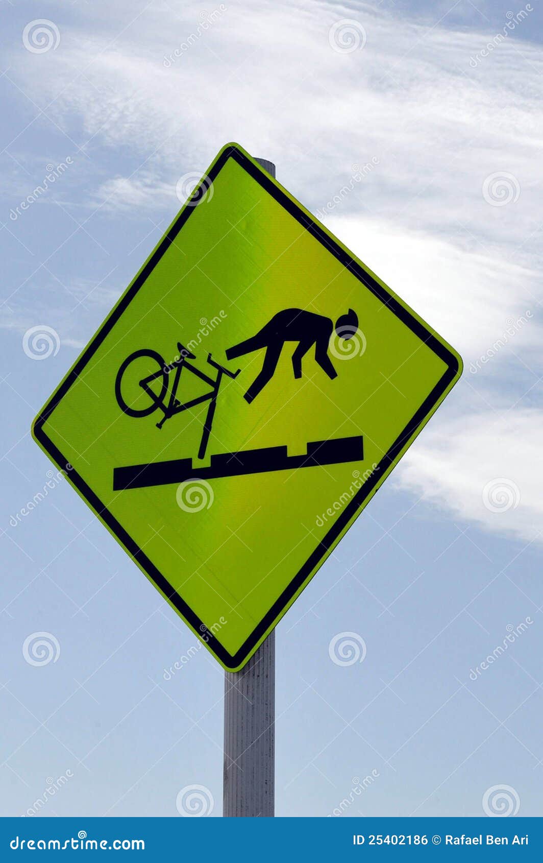 Caution Bicycle Danger Sign Stock Photo - Image of danger, accident ...