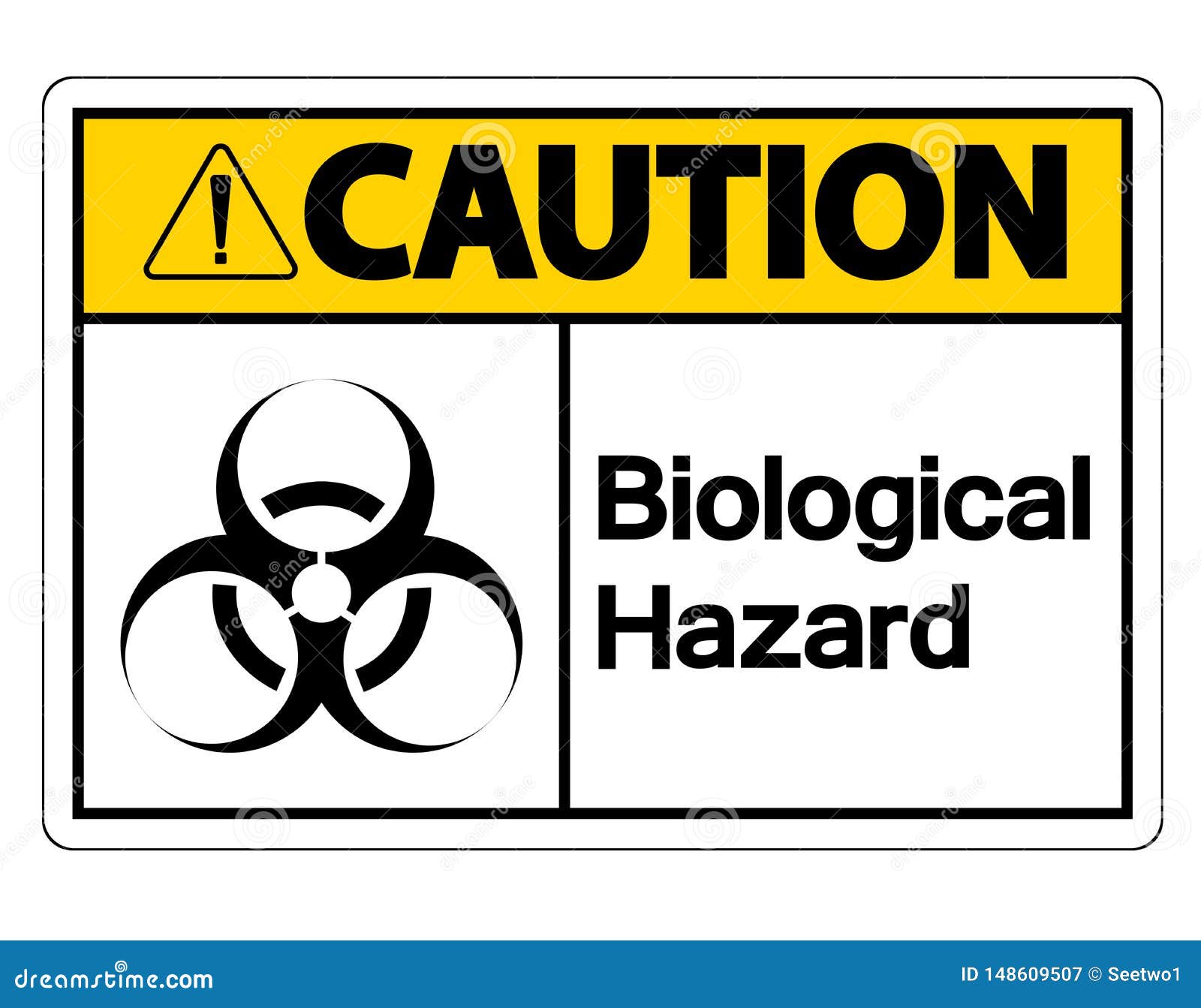 Caution Biological Hazard Symbol Sign on White Background Stock Vector ...