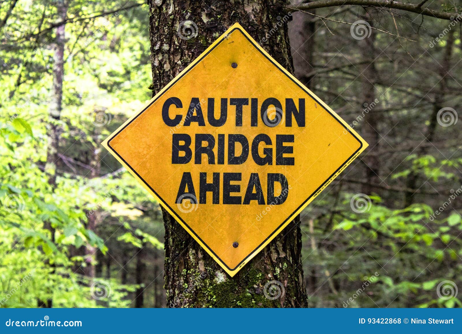 Caution bridge sign stock photo. Image of unique, texture - 93422868