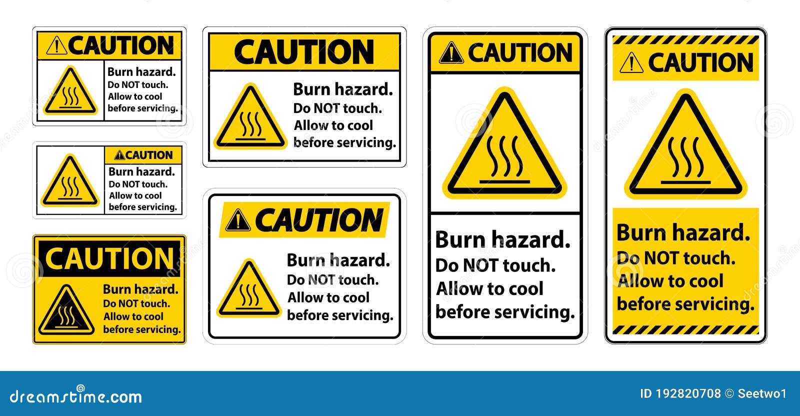 Caution Burn Hazard Safety,Do Not Touch Label Sign on White Background ...