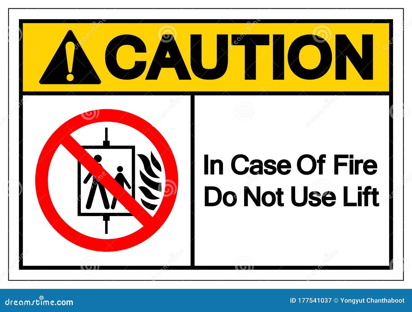 Caution in Case of Fire Do Not Use Lift Symbol Sign, Vector ...