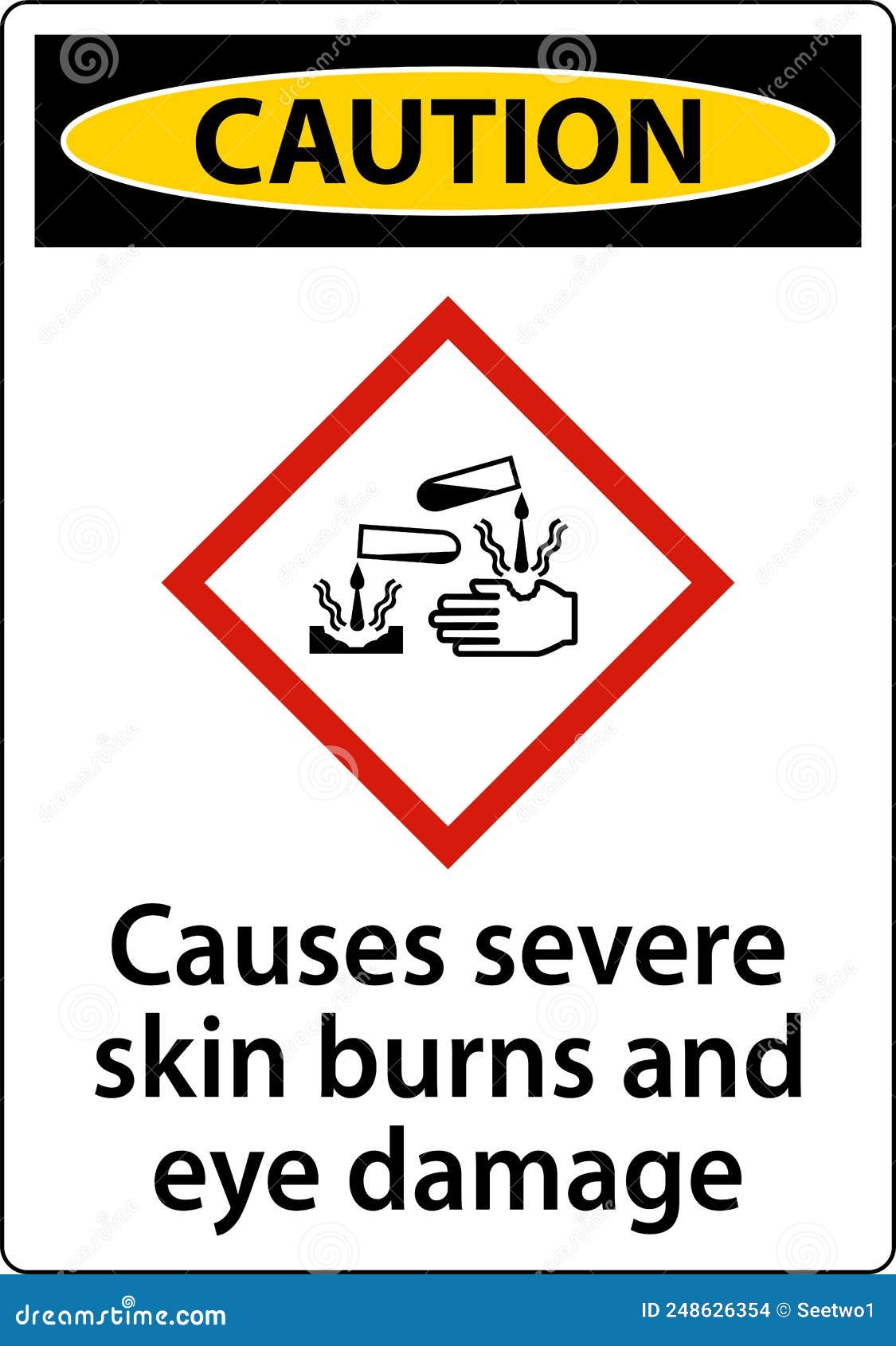 Caution Causes Severe Skin Burns Eye Damage GHS Sign Stock Vector ...