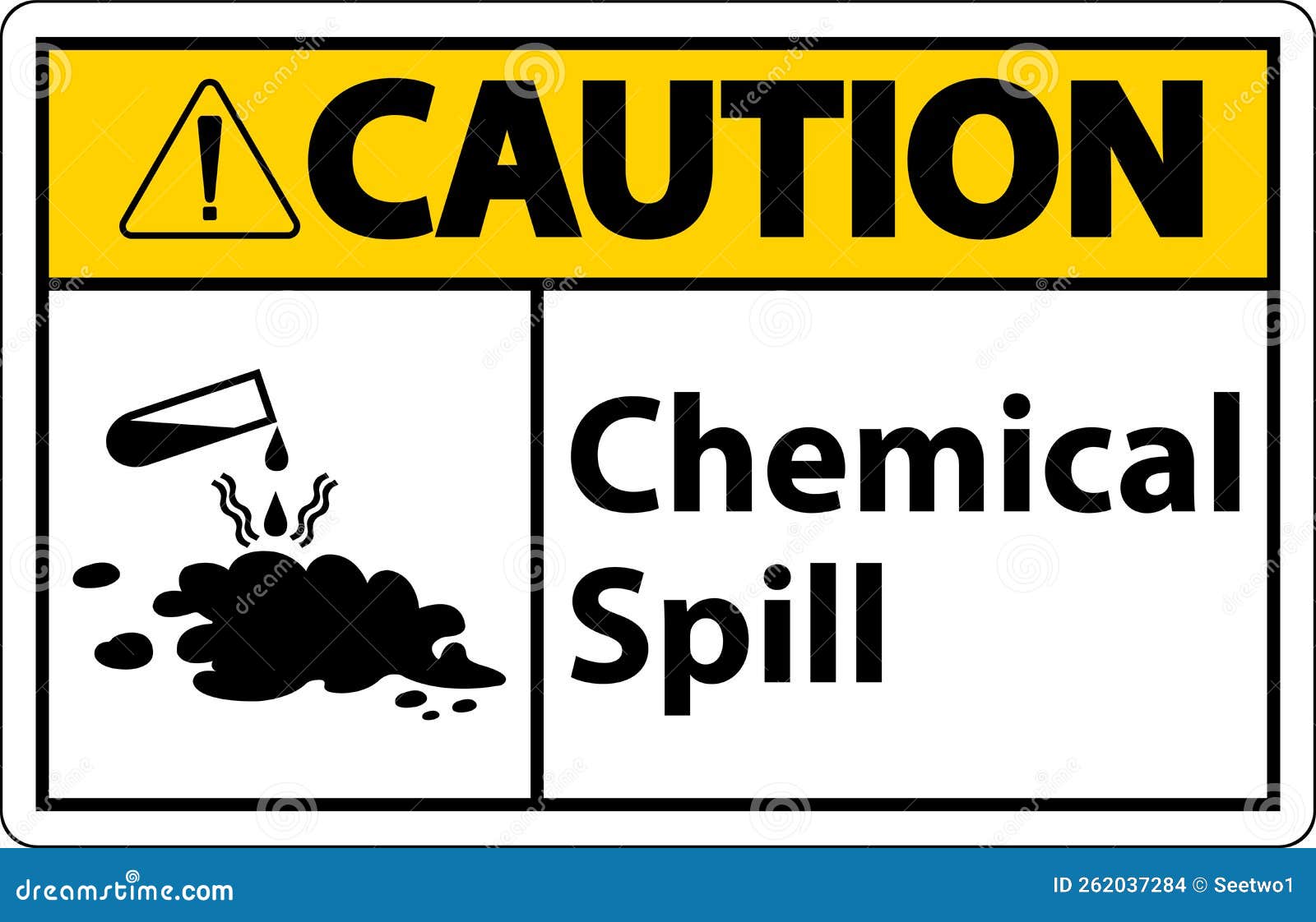 Caution Chemical Spill Sign on White Background Stock Vector ...