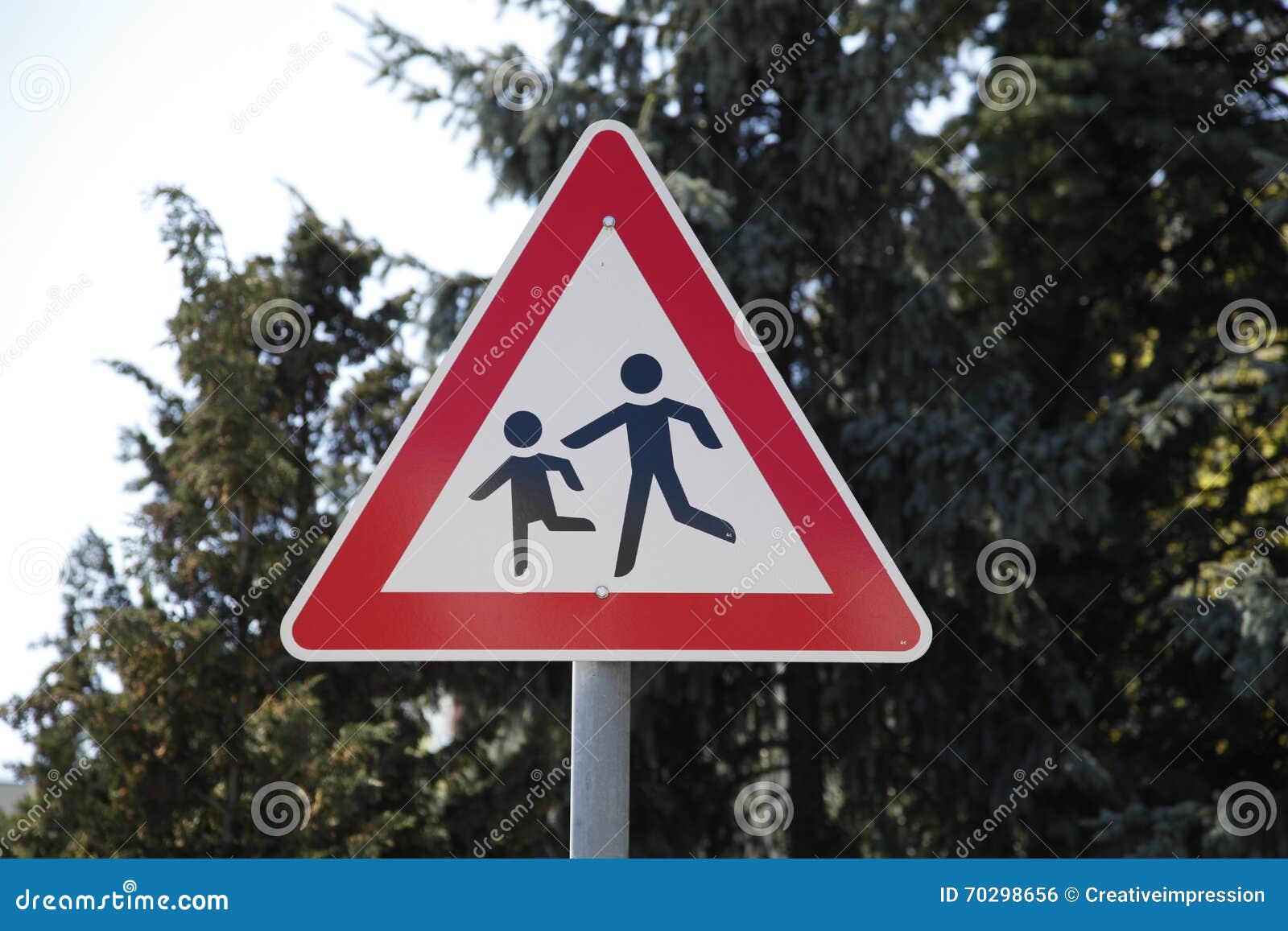 Caution Children Playing Sign Stock Photo - Image of licence, europe ...
