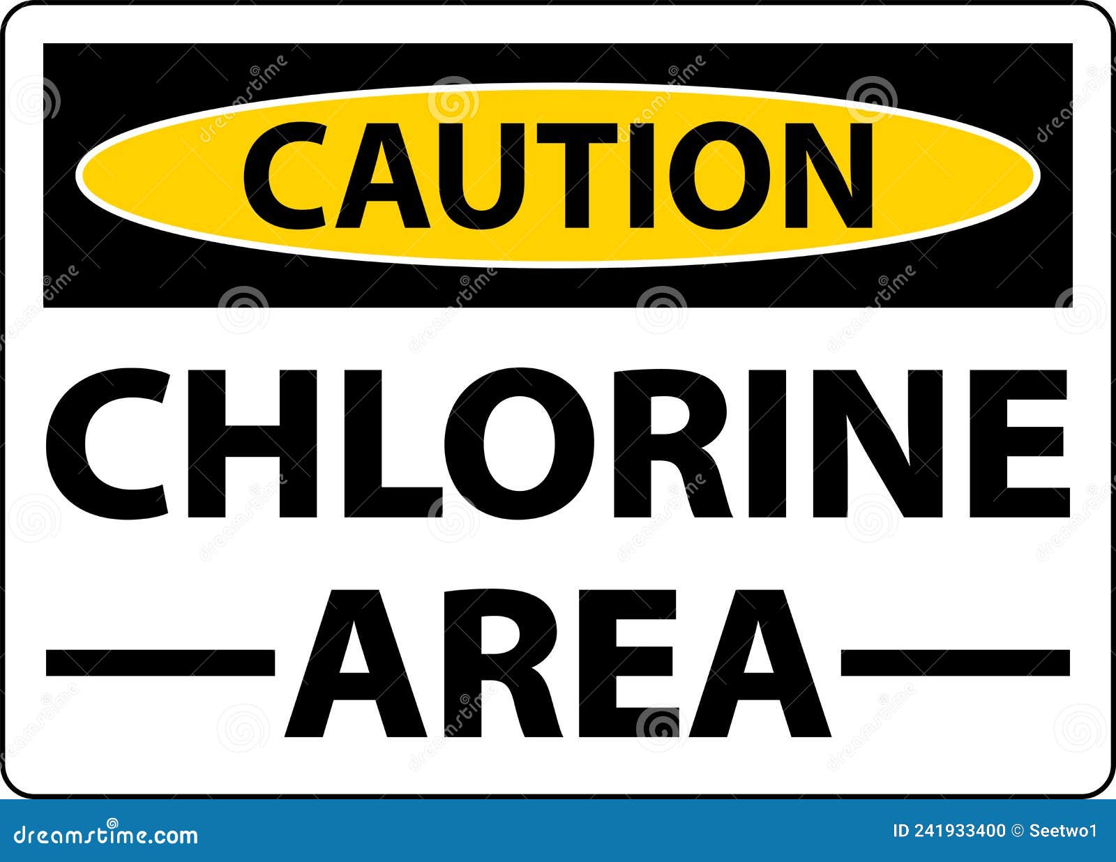 Caution Chlorine Area Sign on White Background Stock Vector ...