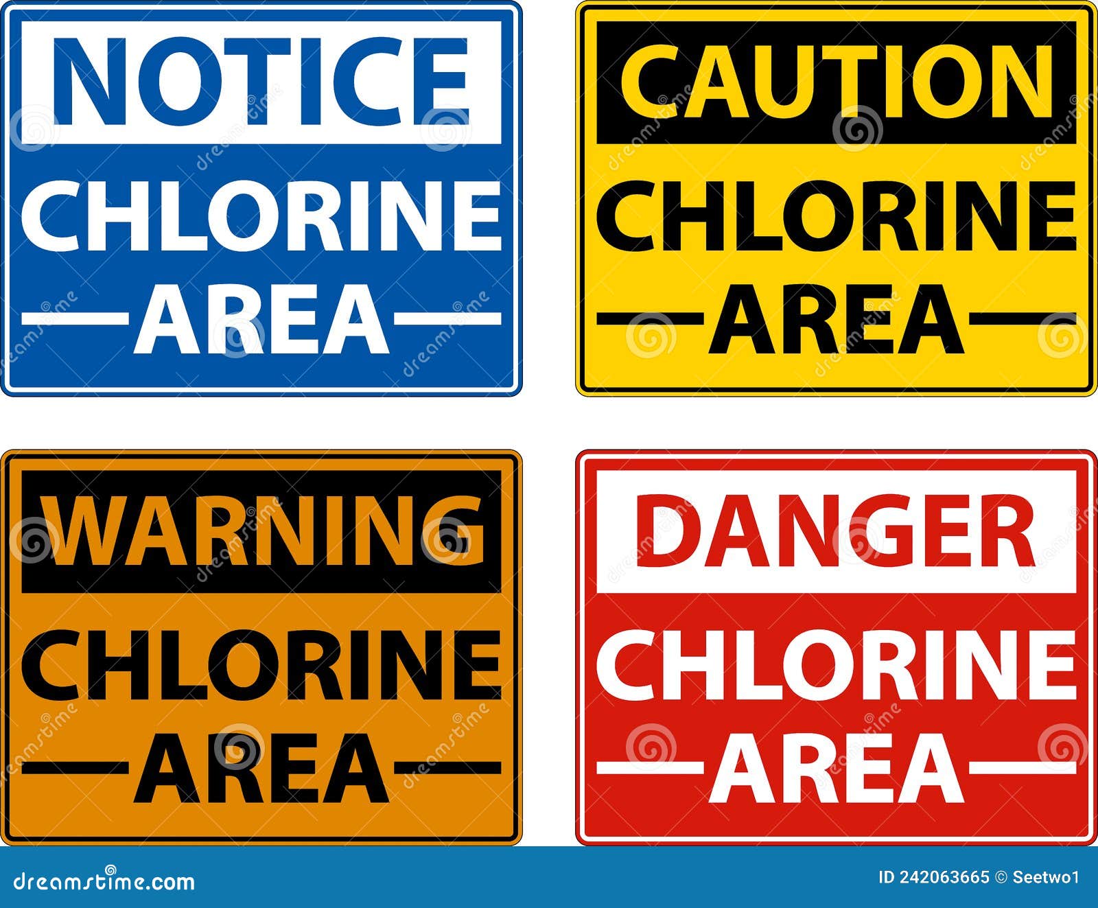 Caution Chlorine Area Sign on White Background Stock Vector ...