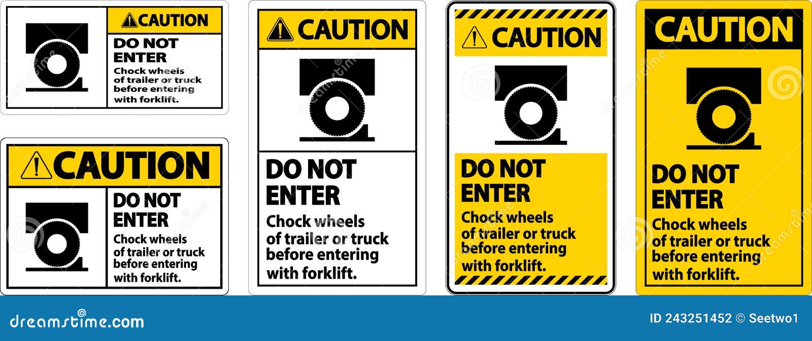 Caution Chock Wheels of Trailer Sign on White Background Stock Vector ...