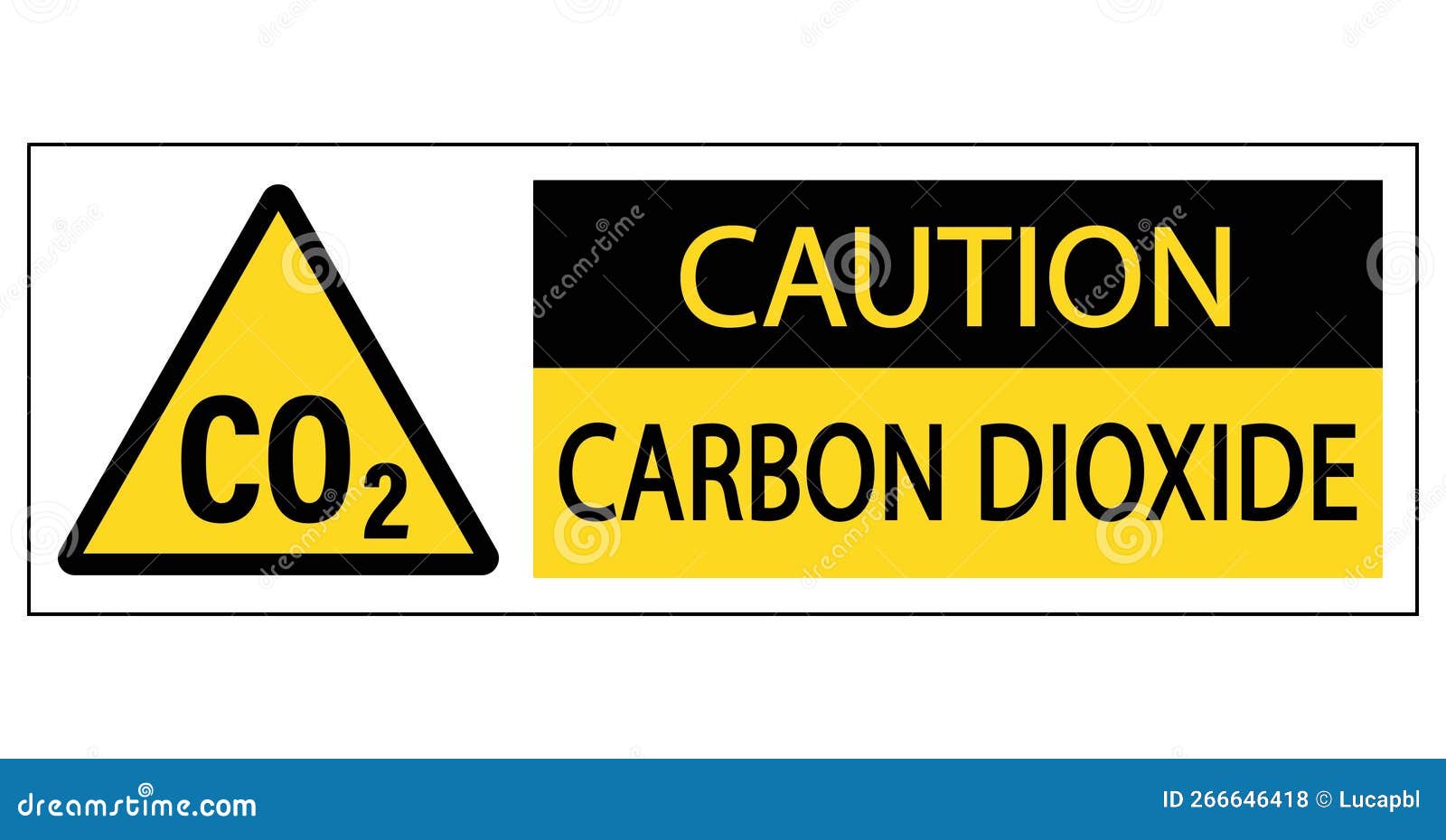 Caution, CO2. Yellow Triangle Warning Sign with Symbol and Text by Side ...