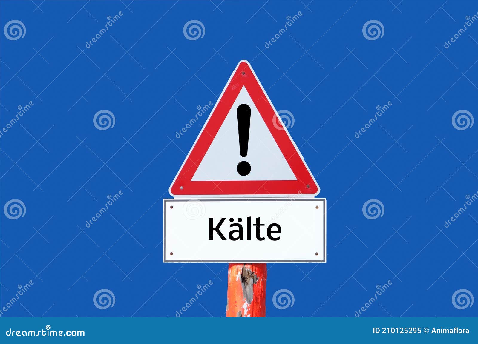 Caution Cold Warning Sign on Blue Background in German Stock Image ...