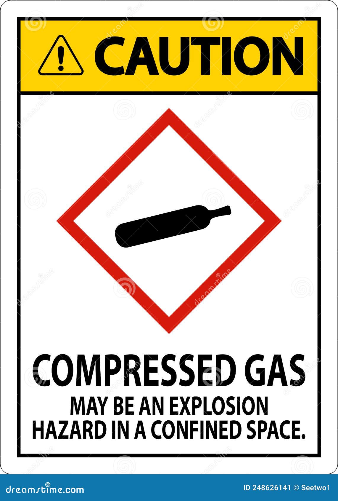 Caution Compressed Gas GHS Sign on White Background Stock Vector ...