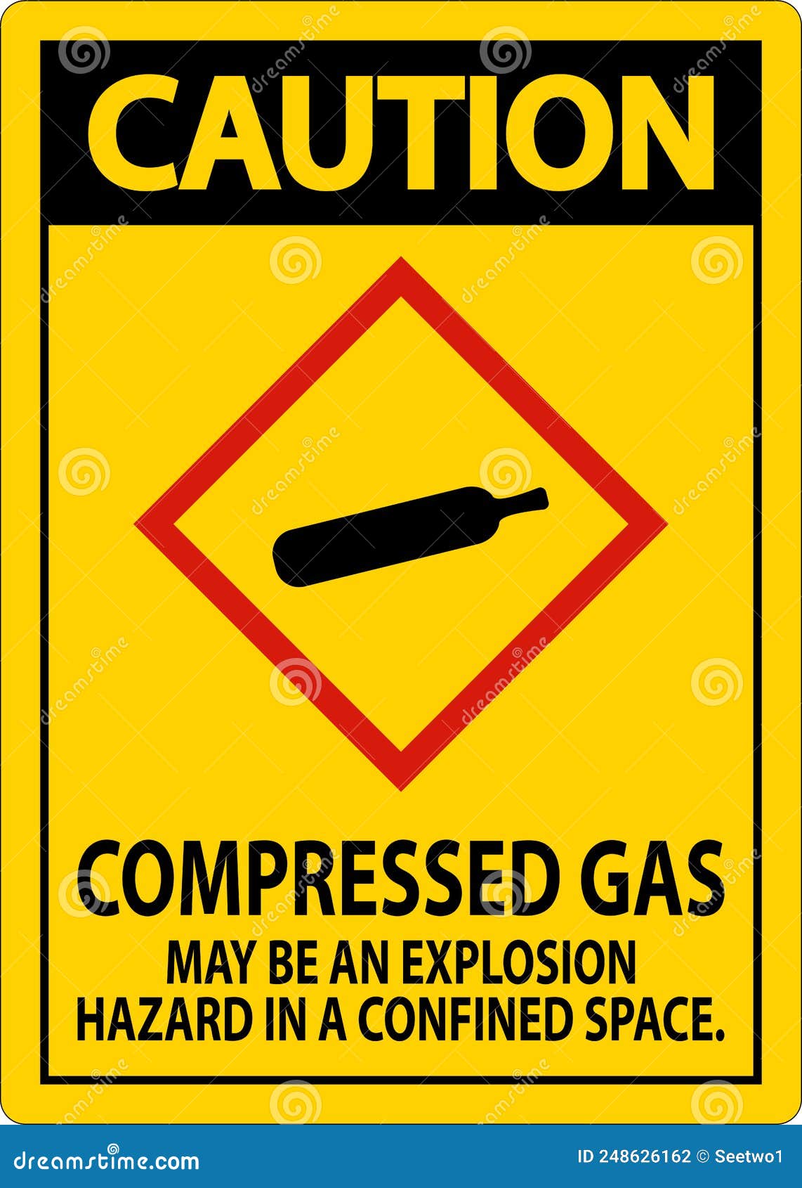 Caution Compressed Gas GHS Sign on White Background Stock Vector ...