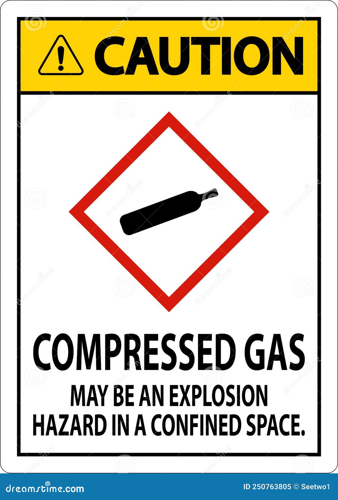 Caution Compressed Gas GHS Sign on White Background Stock Vector ...