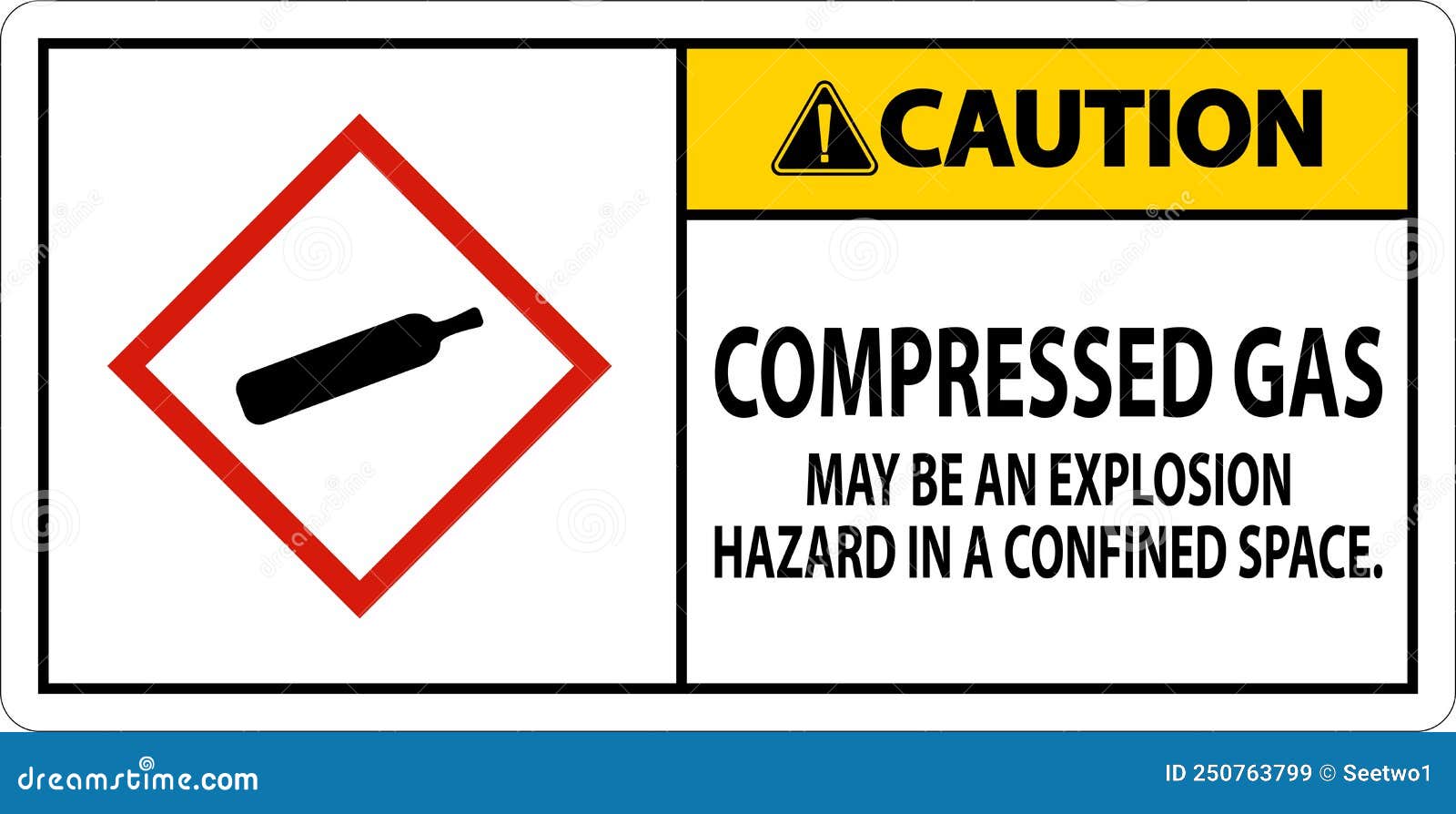 Caution Compressed Gas GHS Sign on White Background Stock Vector ...