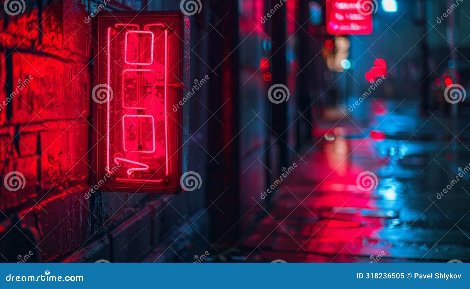 Caution Concept. Red Post-apocalyptic Neon Warning Sign. Stock Image ...