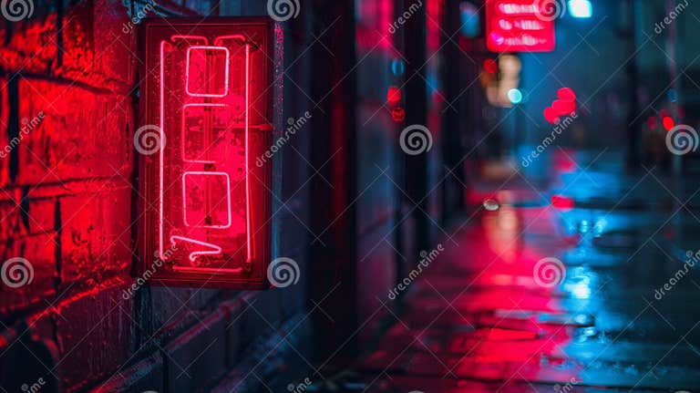 Caution Concept. Red Post-apocalyptic Neon Warning Sign. Stock Image ...