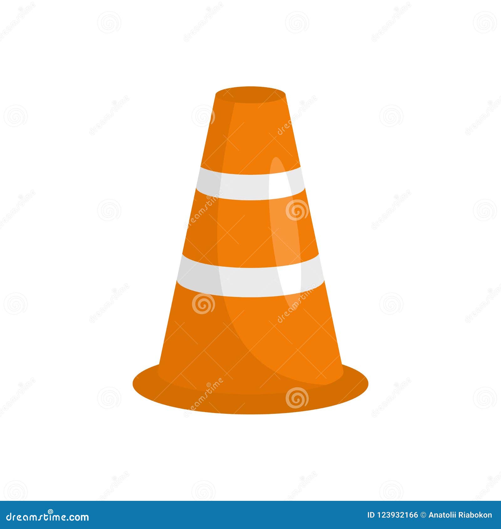 Caution Cone Icon, Flat Style Stock Illustration - Illustration of ...