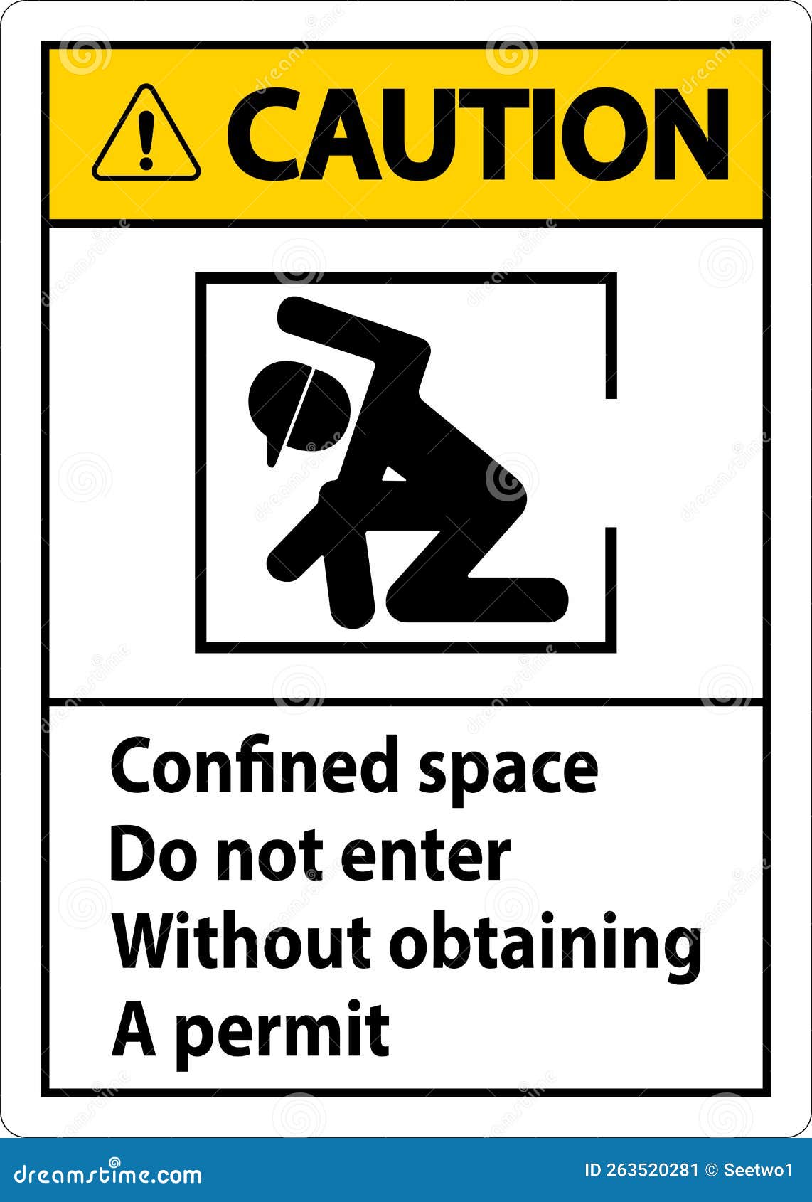 Caution Confined Space Do Not Enter without Obtaining Permit Stock ...
