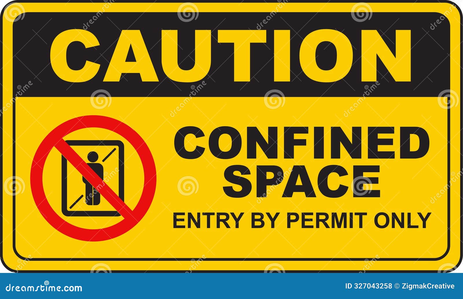 Caution Confined Space Entry by Permit only Sign Stock Vector ...