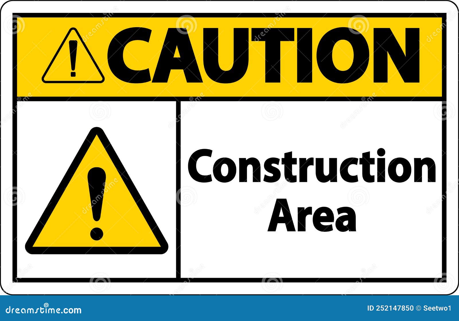 Caution Construction Area Symbol Sign on White Background Stock Vector ...