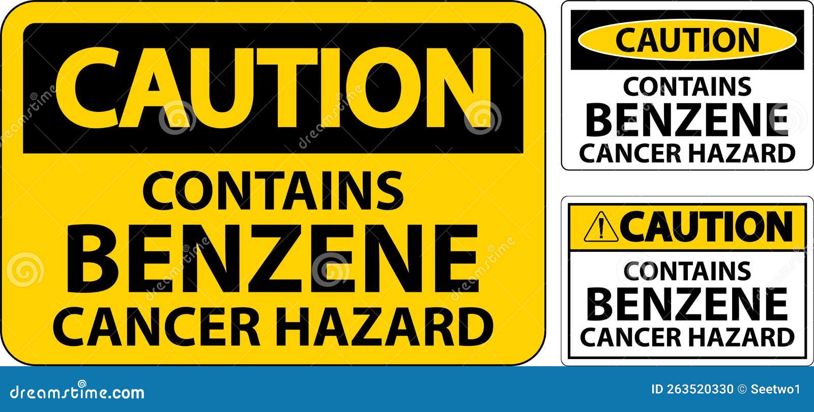 Caution Contains Benzene Sign on White Background Stock Vector ...
