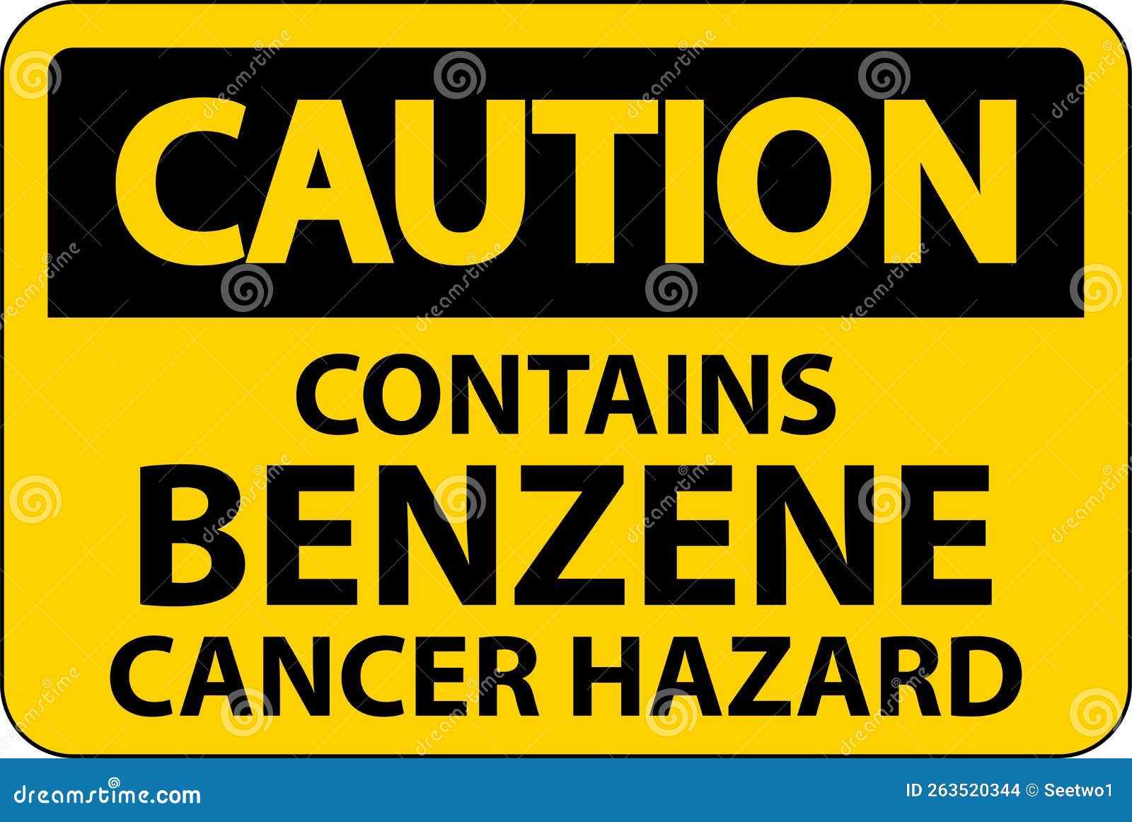 Caution Contains Benzene Sign on White Background Stock Vector ...