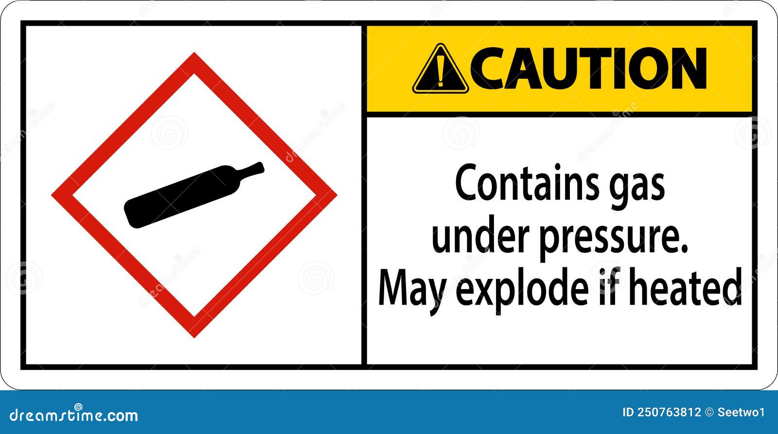Caution Contains Gas Under Pressure GHS Sign on White Background Stock ...