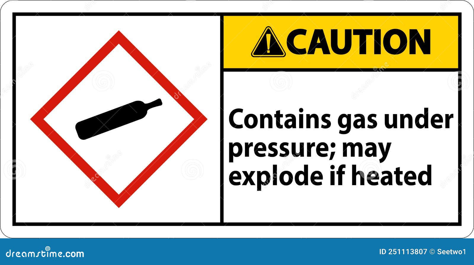 Caution Contains Gas Under Pressure GHS Sign on White Background Stock ...