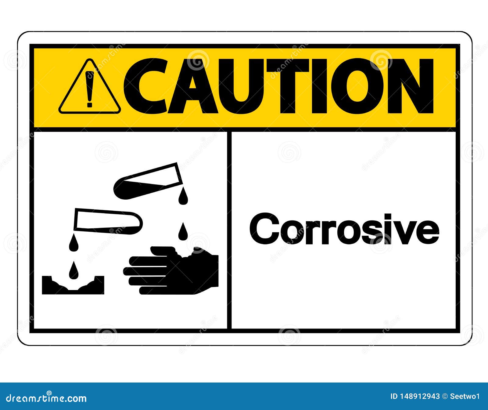 Caution Corrosive Symbol Sign Isolate on White Background,Vector ...