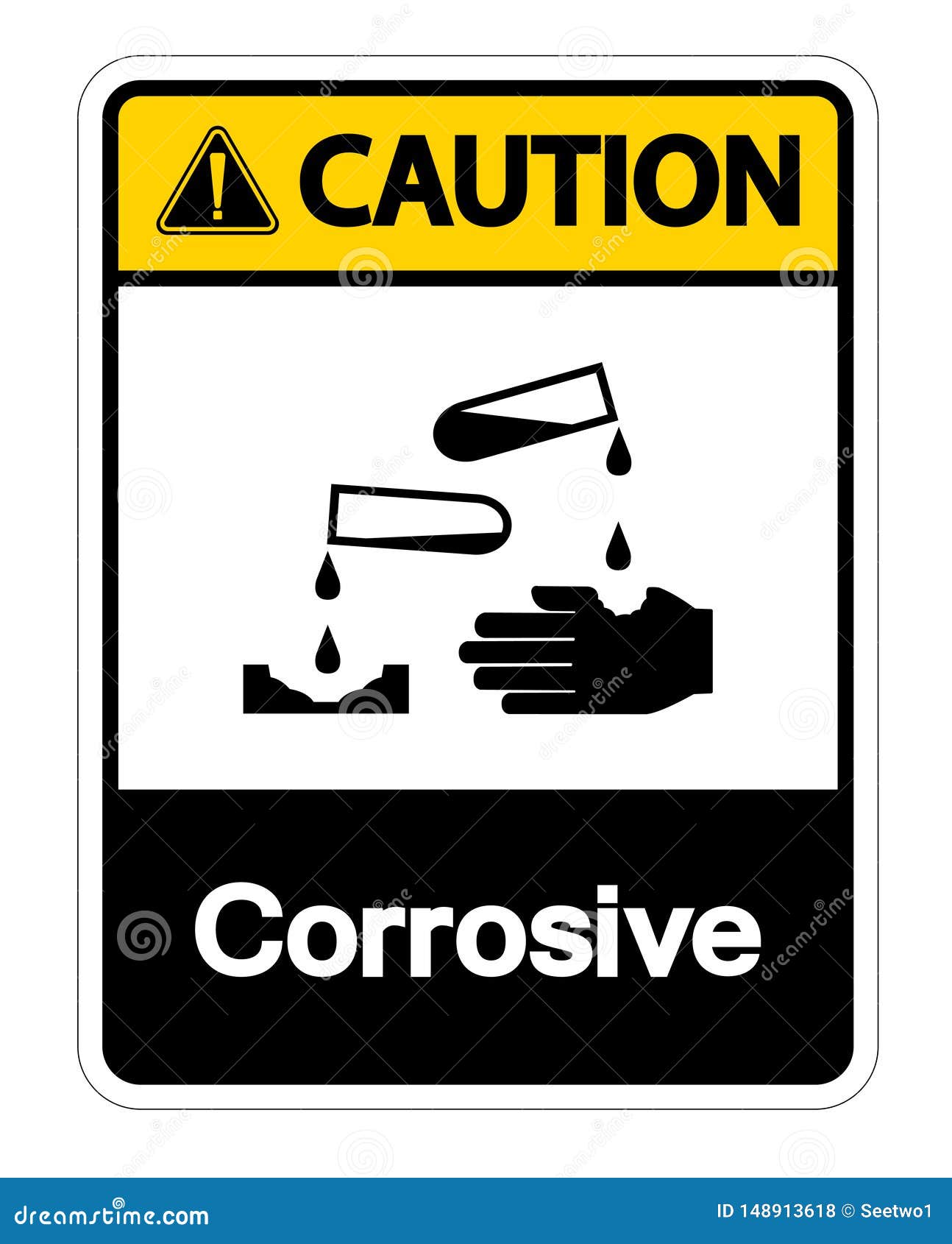 Caution Corrosive Symbol Sign Isolate on White Background,Vector ...