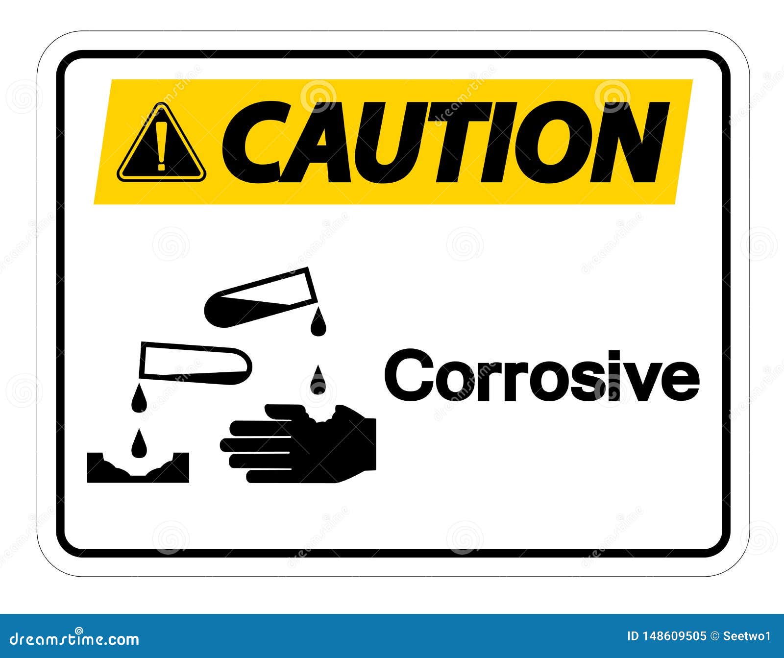 Caution Corrosive Substance Symbol Sign, Vector Illustration, Isolate ...