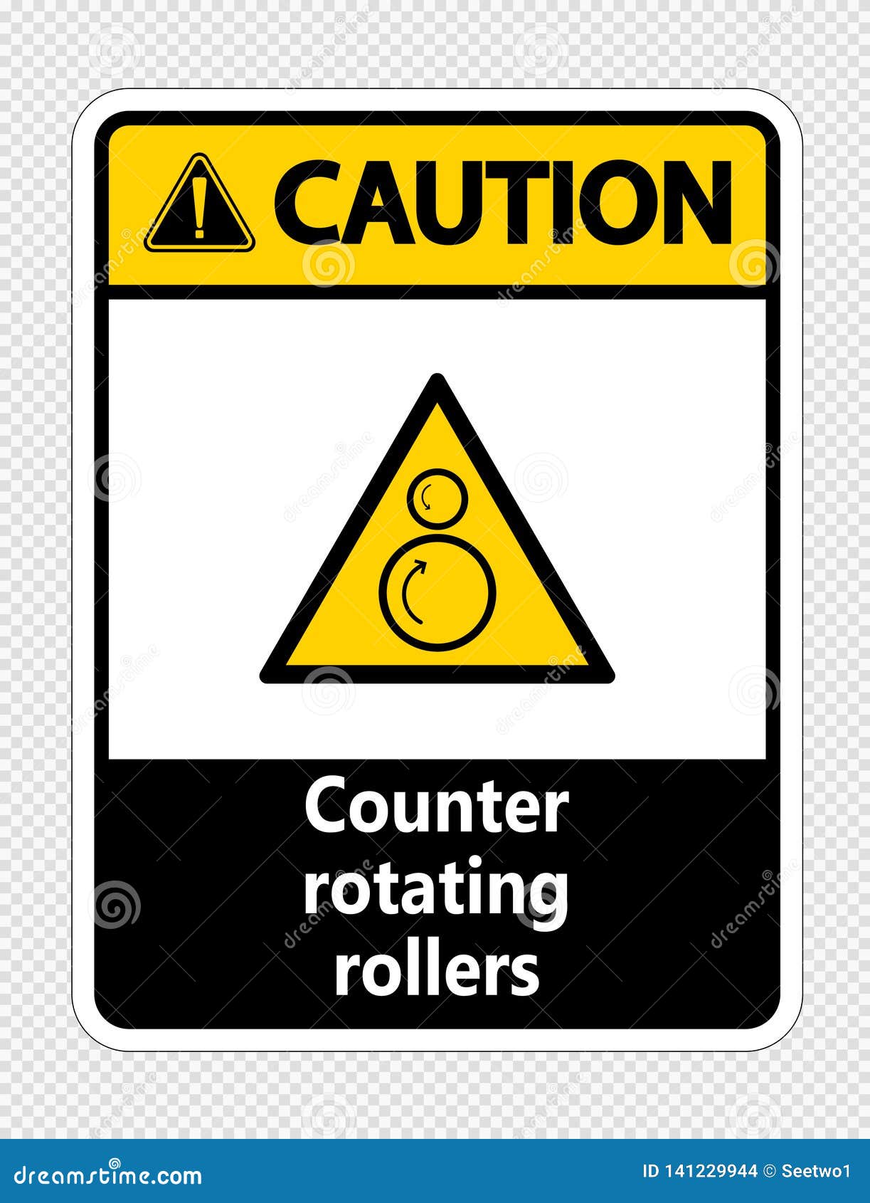 Symbol Caution Counter Rotating Rollers Sign On Transparent Background ...