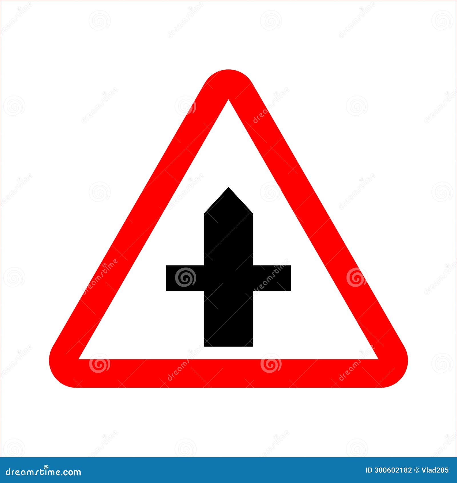Caution Crossing with Secondary Road. Stock Illustration - Illustration ...