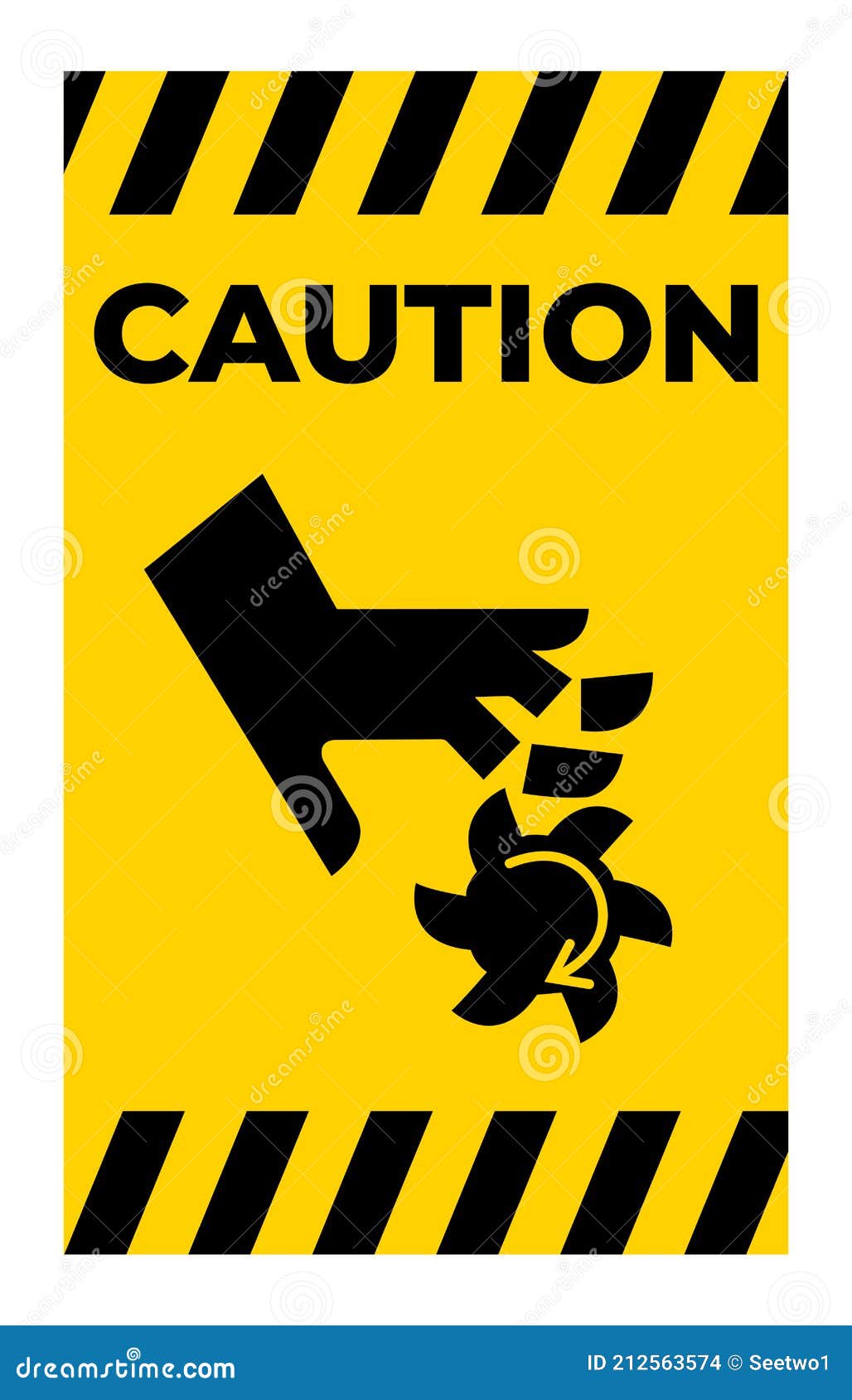 Caution Cutting of Fingers Rotating Blade Symbol Sign on White ...