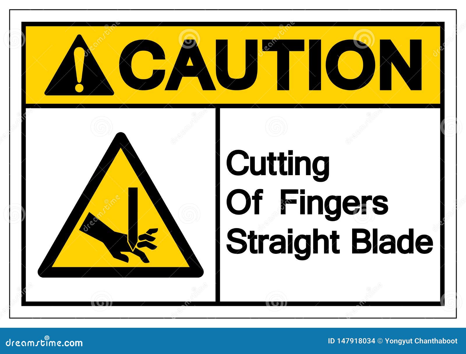 Caution Cutting of Fingers Straight Blade Symbol Sign, Vector ...