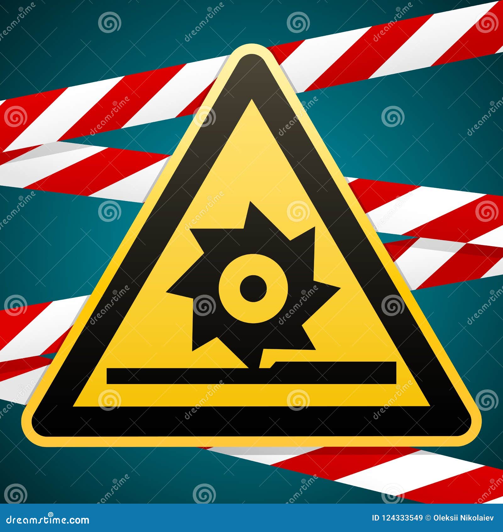Caution, Cutting Shafts. Safety Warning Sign. Yellow Triangle with ...