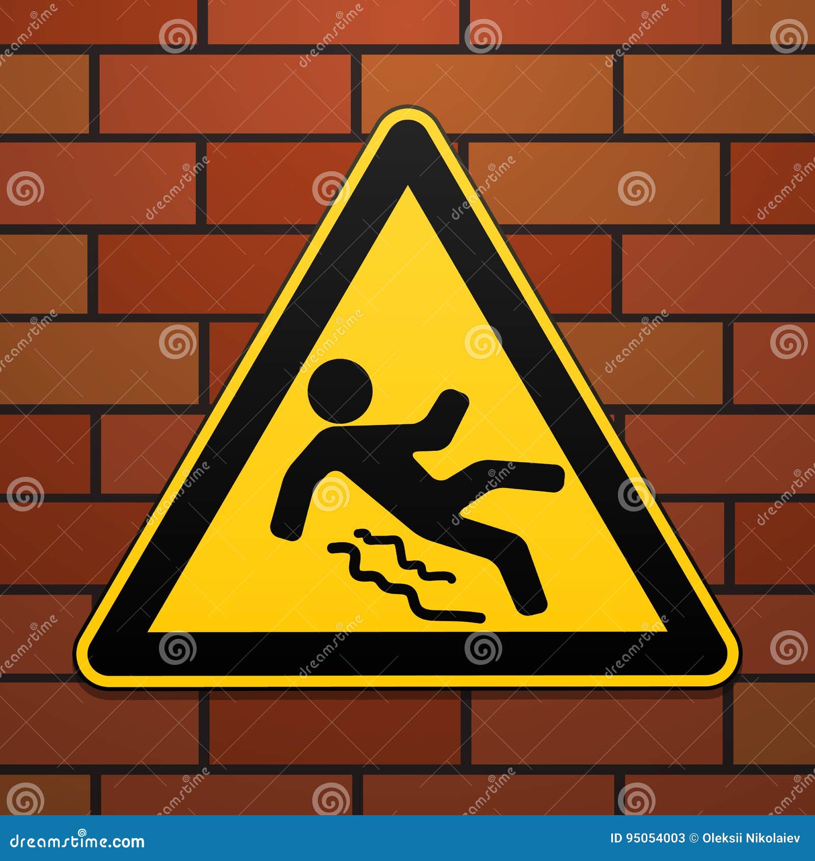 Caution - Danger Beware of Slippery. Safety Sign. the Triangular Sign ...