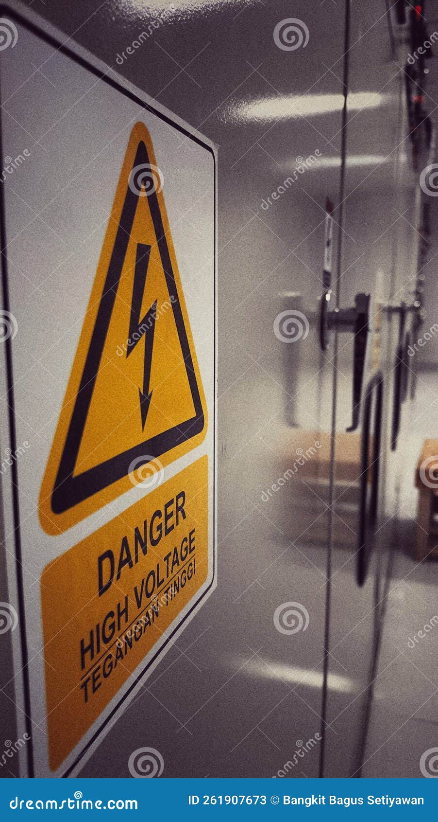 Caution Danger Sign. Hazard Warning Signs On Glass Window In Laboratory ...