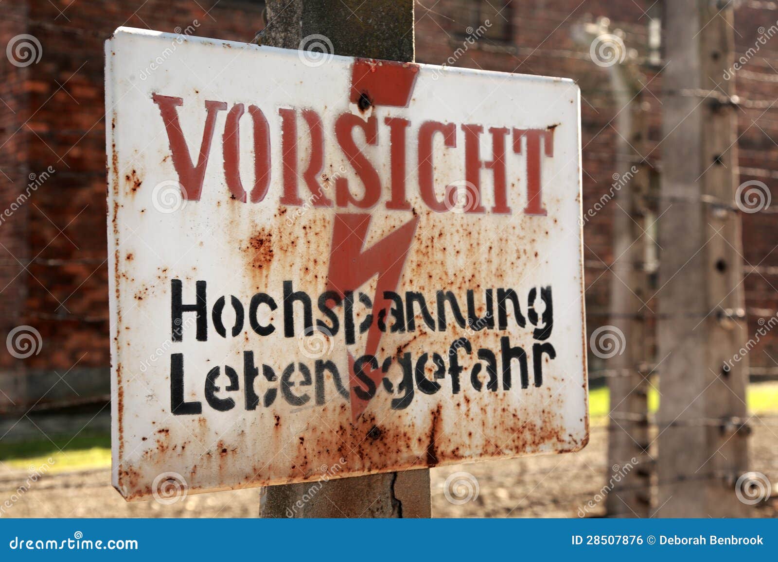 High Voltage Sign At A German WWII Prisoner Camp Editorial Photo ...