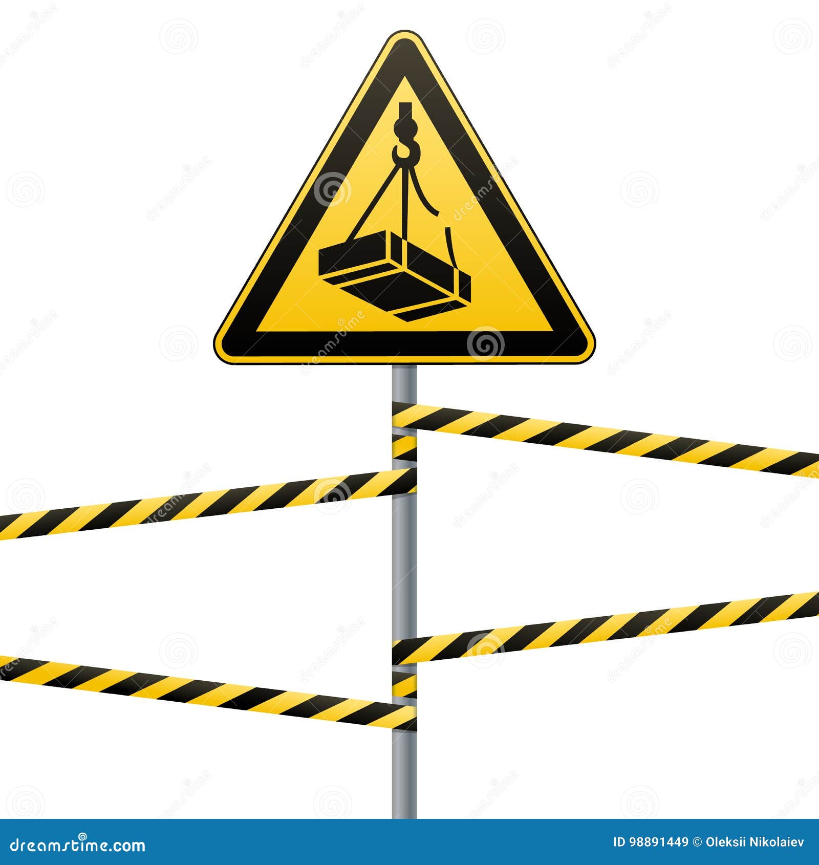 Caution - Danger May Fall From The Height Of The Load. Safety Sign. The ...